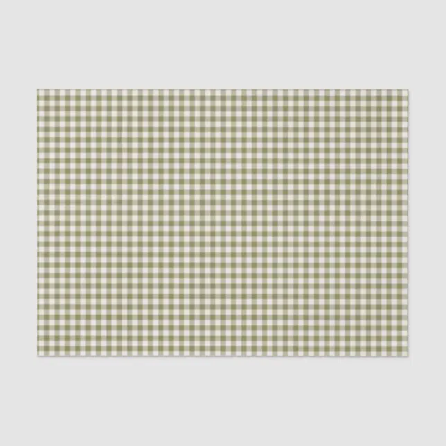 Cute Retro Olive Green Gingham Plaid Pattern Tissue Paper | Zazzle