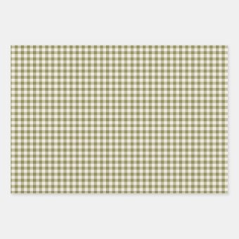 Cute Retro Olive Green Gingham Plaid Pattern Wrapping Paper Sheets | Zazzle
