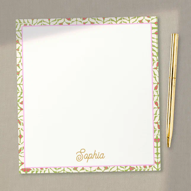 Cute Retro Pink Green Personalized Notepad | Zazzle