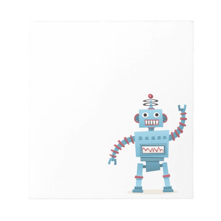Cute retro robot android kids cartoon notepad | Zazzle.com