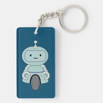 Cute Retro Robot Illustration Keychain | Zazzle