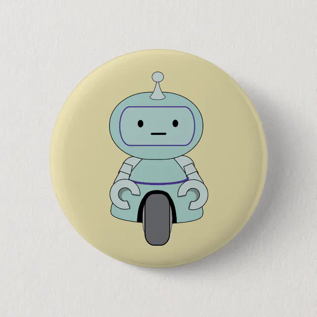 Cute Retro Robot Illustration Pinback Button | Zazzle