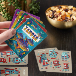 Cute Retro Robots Personalized Go Fish Cards | Zazzle