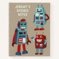Cute Retro Robots Personalized Sci-Fi Notebook | Zazzle