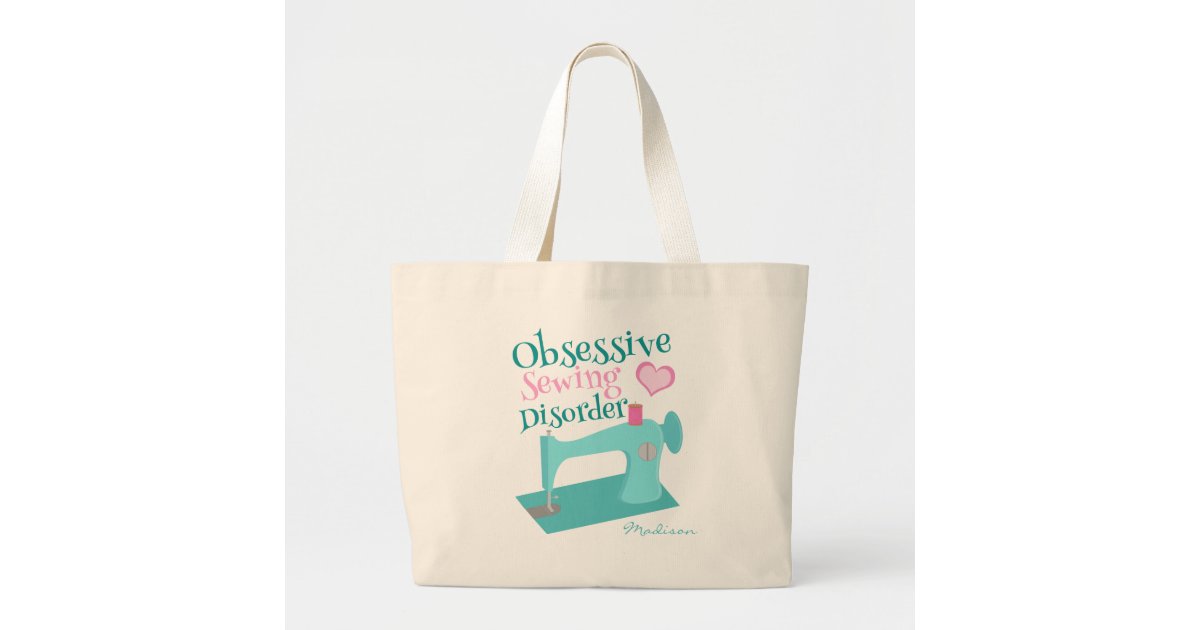 Cute Retro Sewing Machine Seamstress Large Tote Bag | Zazzle