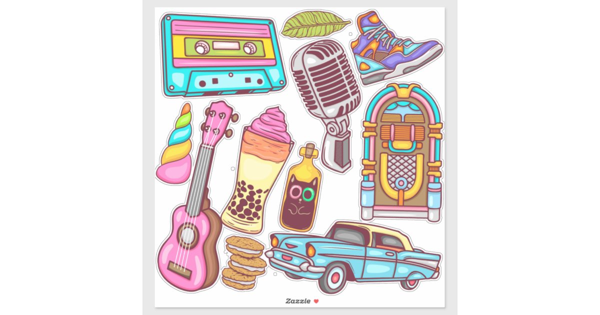 Cute Retro Sticker | Zazzle