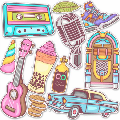 Cute Retro Sticker | Zazzle