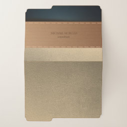 Cute Retro Stitched Faux Leather Look File Folder | Zazzle