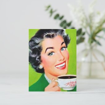 cute retro vintage coffee lady postcard | Zazzle