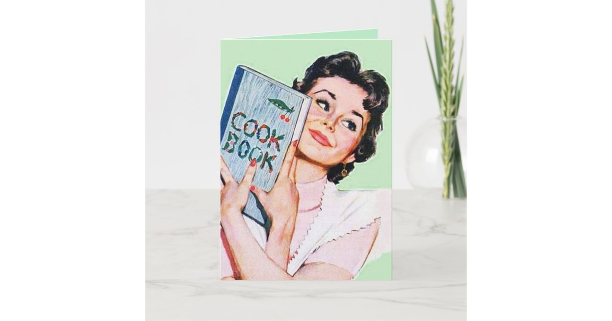 cute retro vintage cooking lady add sentiment note card | Zazzle