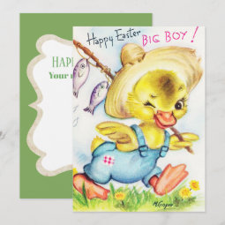 Cute retro vintage Easter duck add message Holiday Card | Zazzle