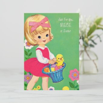 Cute retro vintage Easter Niece add message Holiday Card | Zazzle