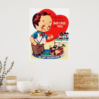 Cute retro vintage Valentine Doctor poster | Zazzle