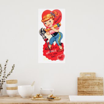 Cute retro vintage Valentine poster | Zazzle