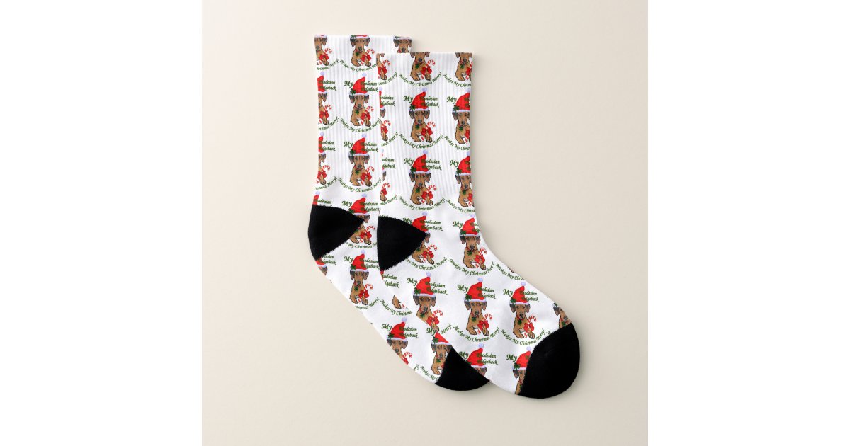 Cute Rhodesian Ridgeback Christmas Socks | Zazzle