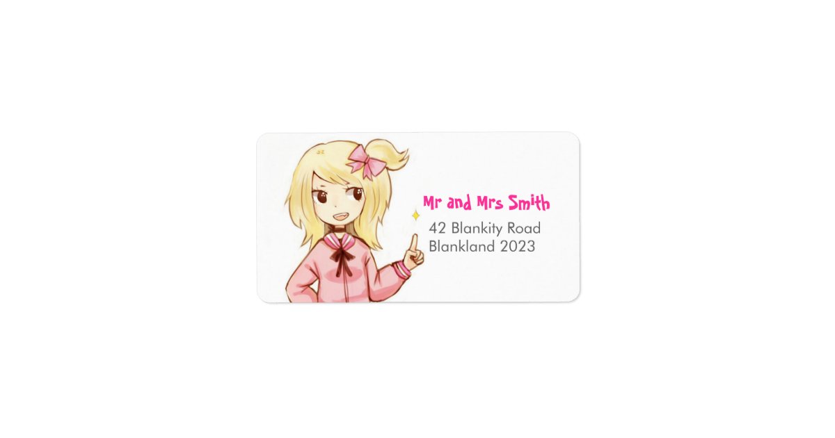 Cute Ribbon Girl Address Label | Zazzle