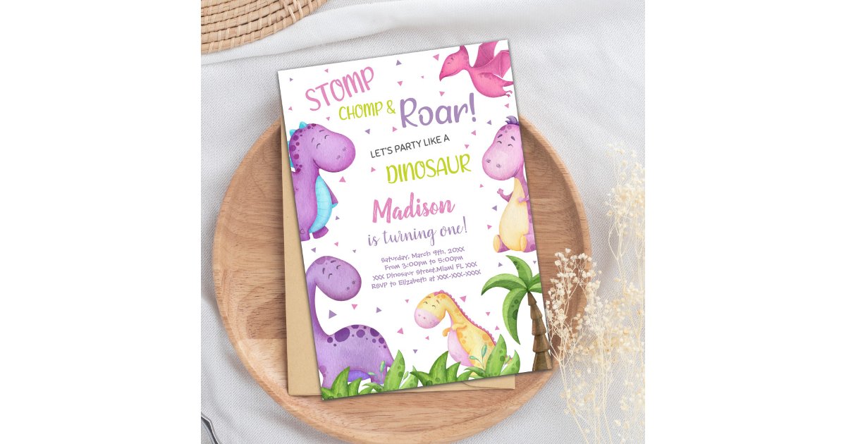 Cute Roar Party Card for Girls | Zazzle