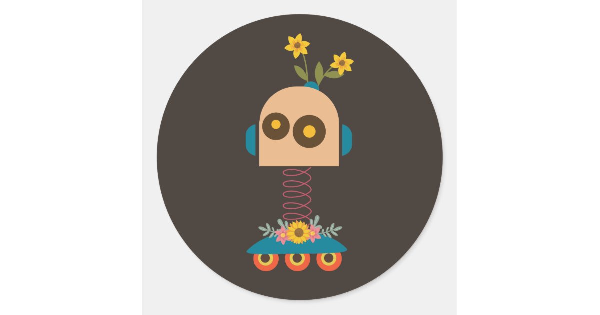 Cute robot children's design classic round sticker | Zazzle