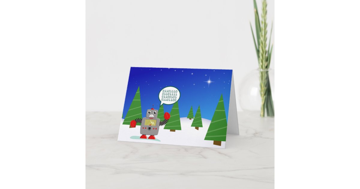 Cute Robot Christmas Card | Zazzle