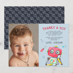 Cute Robot | Flat Thank You Photo Card | Zazzle