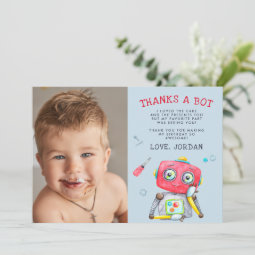 Cute Robot | Flat Thank You Photo Card | Zazzle