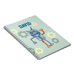 Cute Robot Personalized Name Boys Notebook | Zazzle