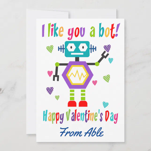 Cute Robot Valentine's Day Classroom Holiday Card | Zazzle