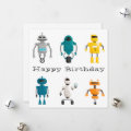 Cute Robots Droids Happy Birthday Holiday Card | Zazzle