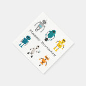 Cute Robots Droids Happy Birthday Napkins | Zazzle