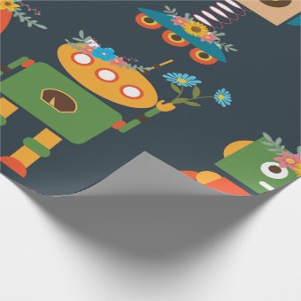 Cute robots kids design wrapping paper | Zazzle