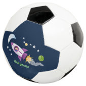 Cute rocket ship in space cartoon illustration soccer ball | Zazzle