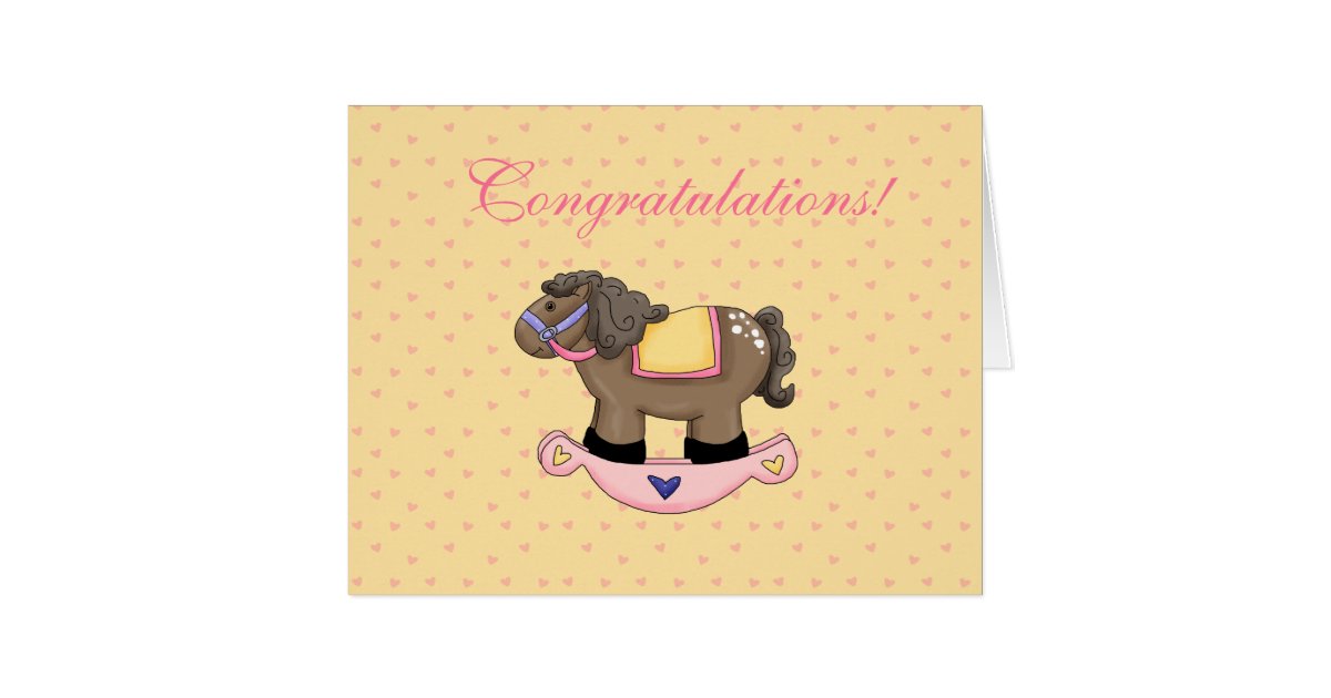 Cute Rocking Horse New Baby Congratulations | Zazzle
