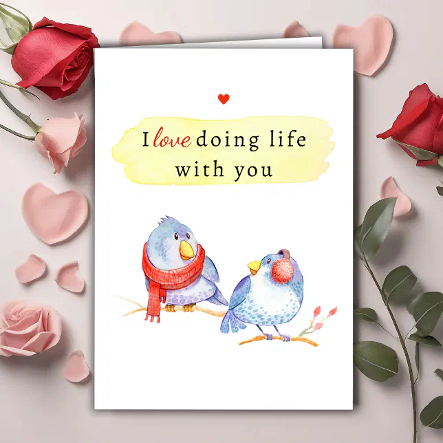 Cute Romantic Love Birds Valentine's Day Card | Zazzle