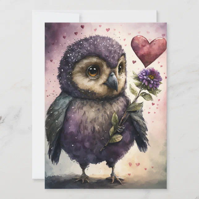 Cute Romantic Owl Valentine's Day Card | Zazzle