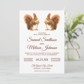 Cute Romantic Squirrels Wedding Invitation | Zazzle