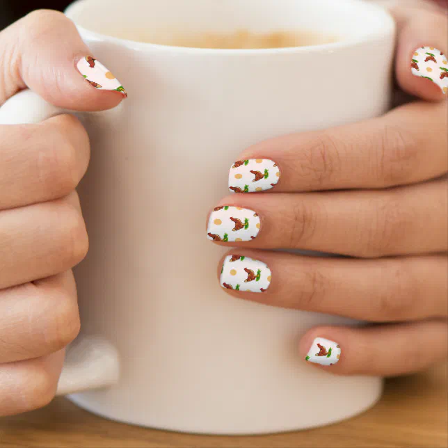 Cute Rooster, Chicken, Tan Polka Dots Minx Nail Art | Zazzle