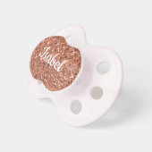Cute Rose Gold Glitter Monogram Pink Pacifier | Zazzle