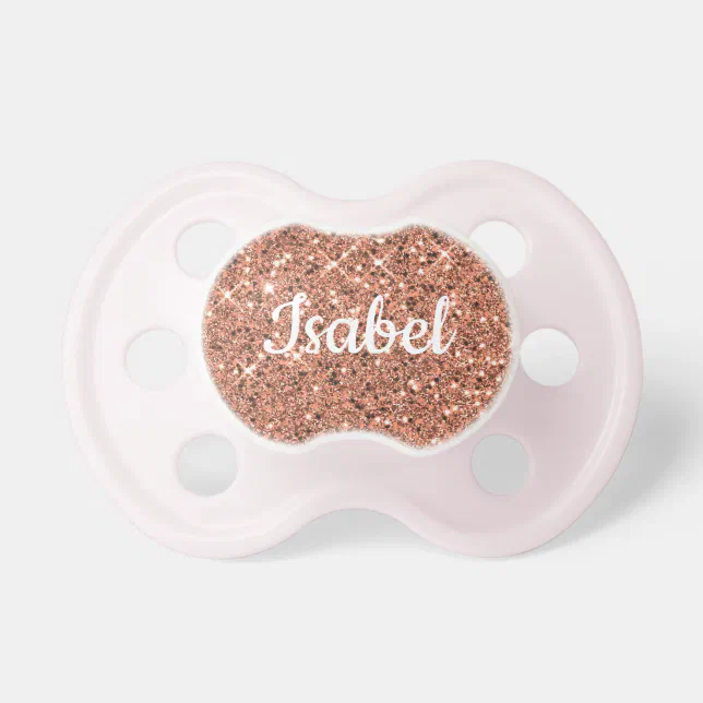 Cute Rose Gold Glitter Monogram Pink Pacifier | Zazzle