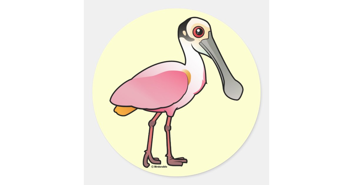 Cute Roseate Spoonbill Classic Round Sticker | Zazzle