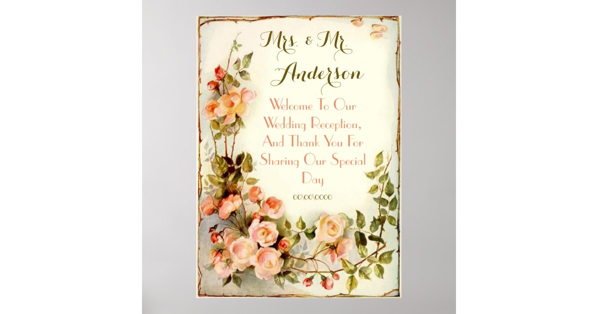 Cute roses welcome poster | Zazzle
