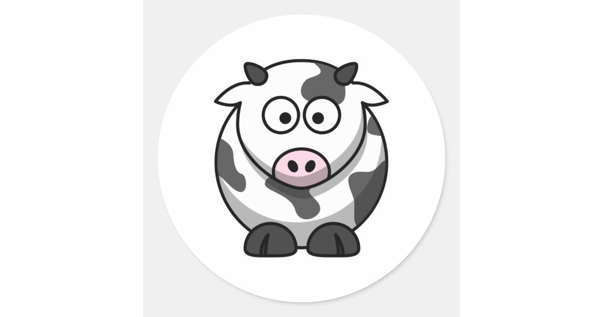 Cute Round Cartoon Cow Classic Round Sticker | Zazzle