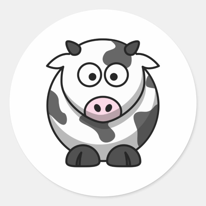 Cute Round Cartoon Cow Classic Round Sticker | Zazzle.com