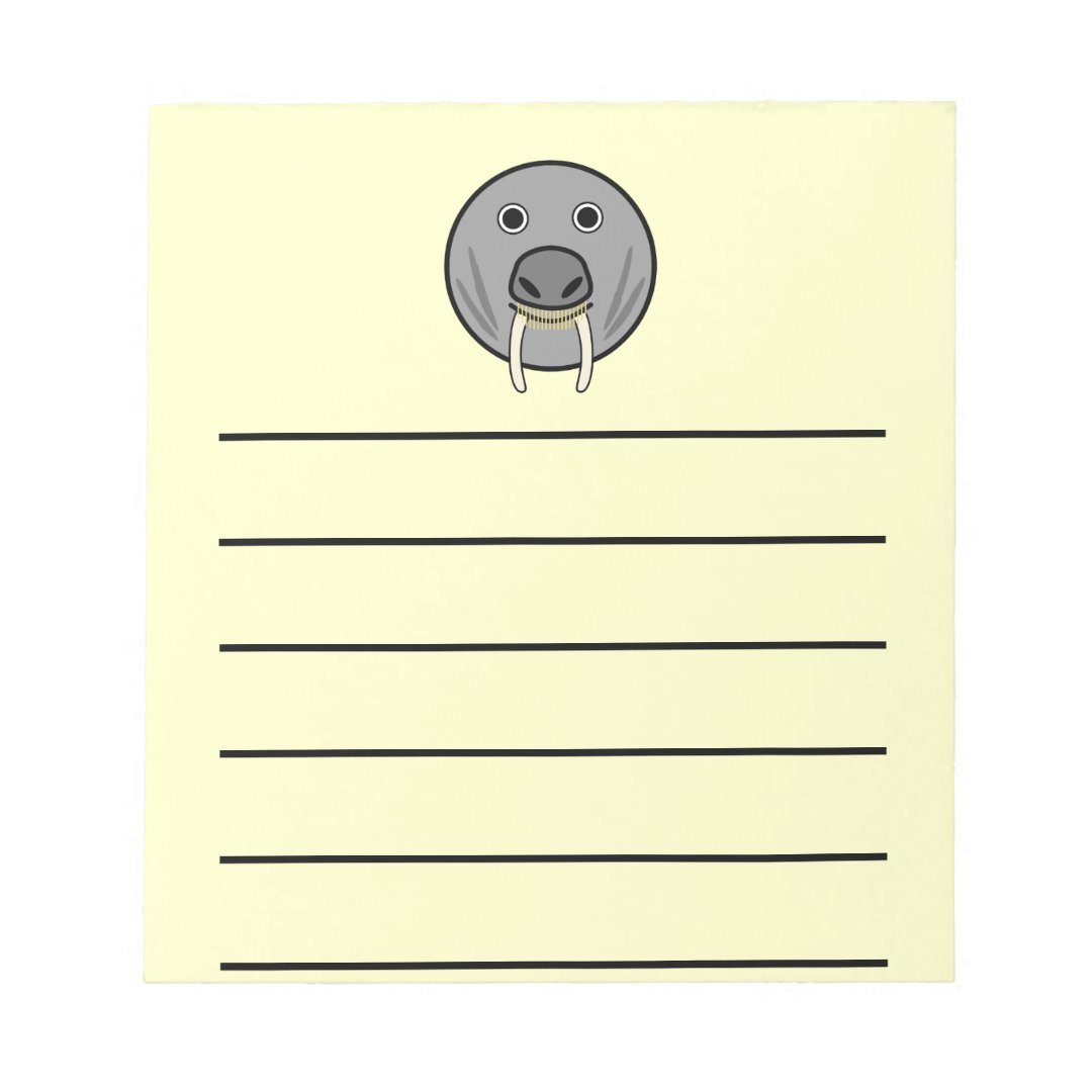 Cute Round Cartoon Walrus Face Notepad | Zazzle