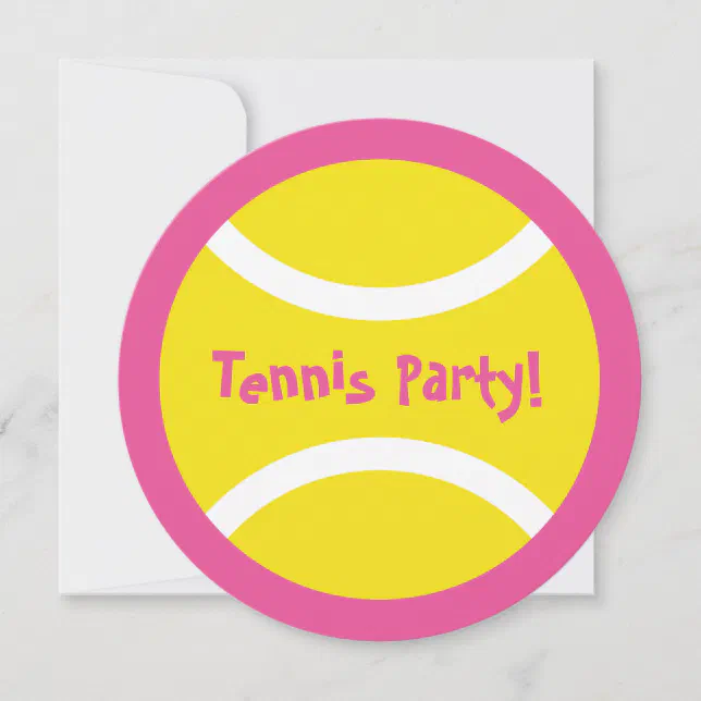 Cute round girls tennis Birthday party invitations | Zazzle