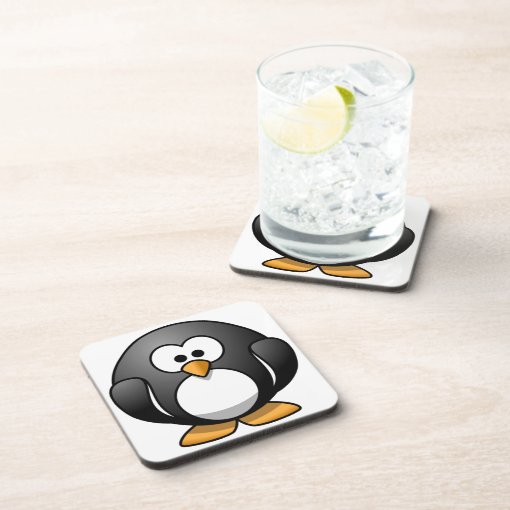 Cute Round Penguin Designs Coaster | Zazzle