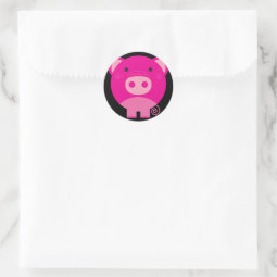 Cute Round Pig Cartoon Classic Round Sticker | Zazzle