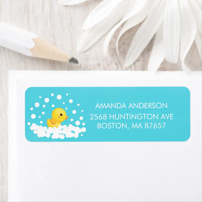Cute Rubber Duck Baby Shower Address Label | Zazzle