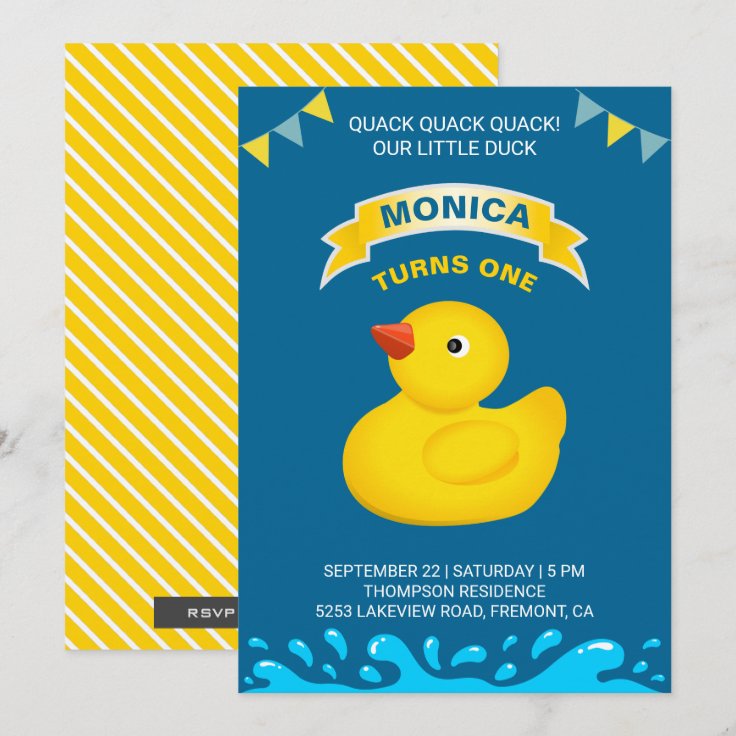 Cute Rubber Duck Kids Birthday Party Invitation | Zazzle