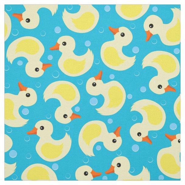 Black rubber duck pattern fabric | Zazzle