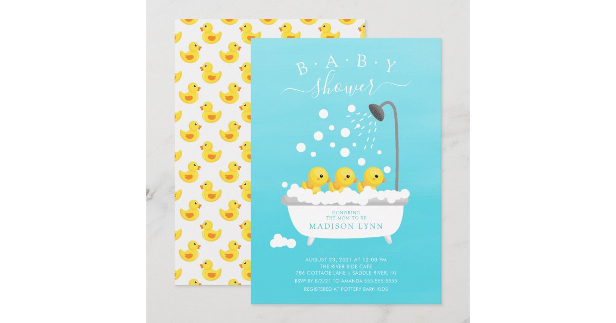 Cute Rubber Duck Triplets Baby Shower Invitation | Zazzle